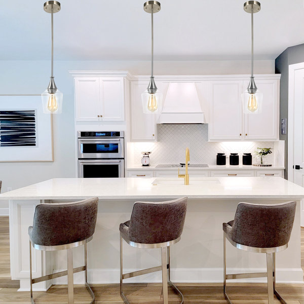 Ebern Designs Baldon 1 - Light Brushed Nickel Bell Pendant | Wayfair